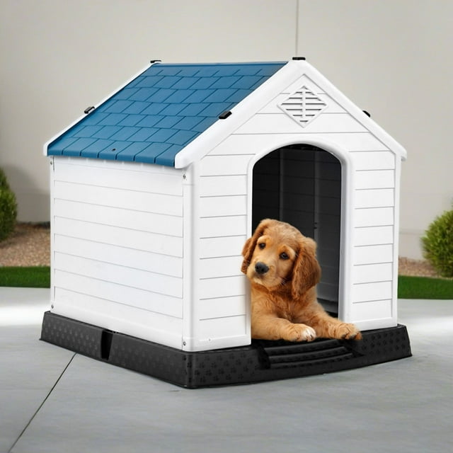 Pefilos 33" Outdoor Waterproof Dog House, Pet Houses for Medium Dogs ...