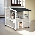 Pefilos Wooden 2-Story Outdoor/Indoor Cat House with Large Balcony, Cat ...