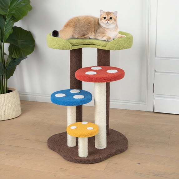 Pefilos 37" Cat Tree House, Small Cat Condo with Sisal Scratching Post ...