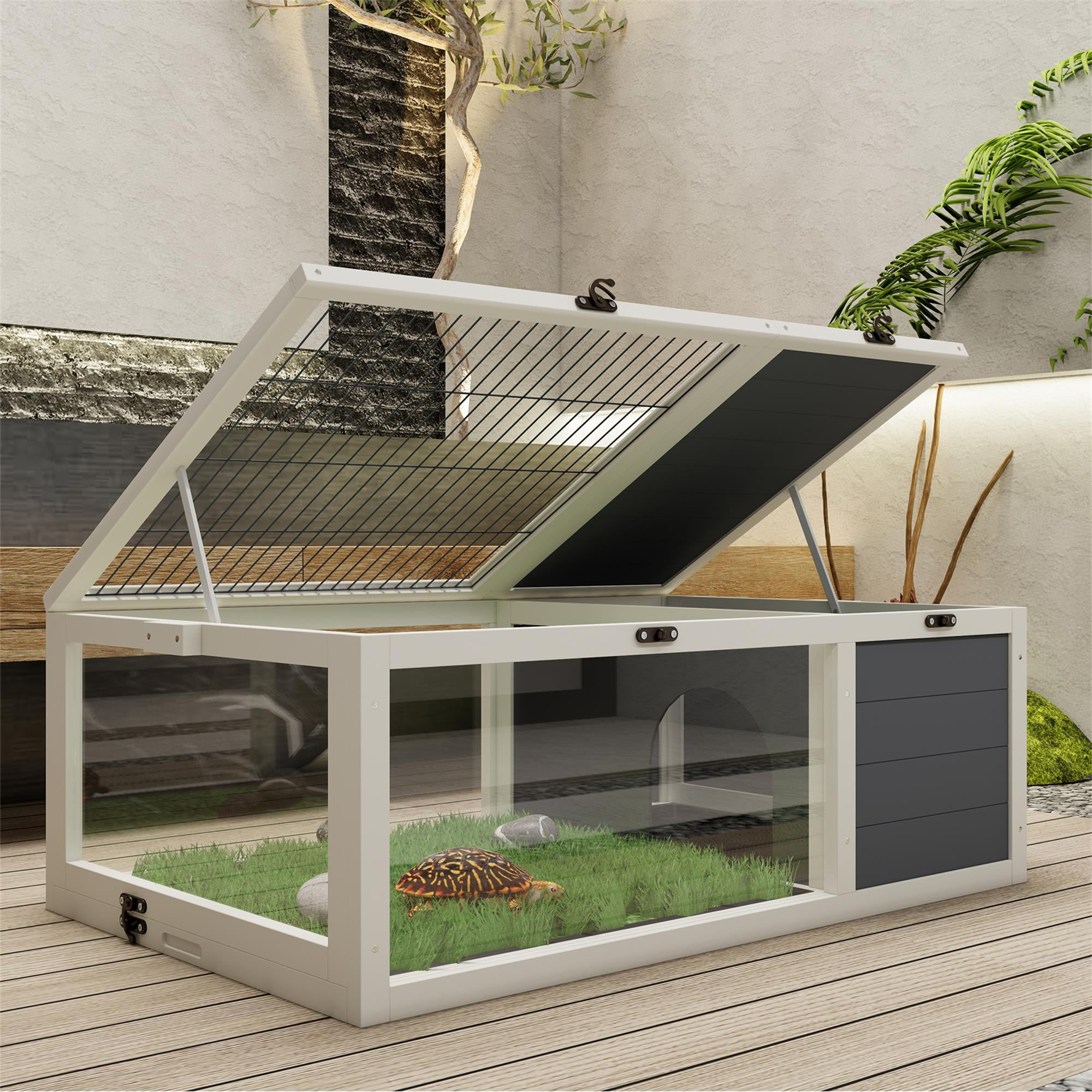 Pefilos 39.5" Wood Tortoise Habitat Indoor and Outdoor Transparent ...