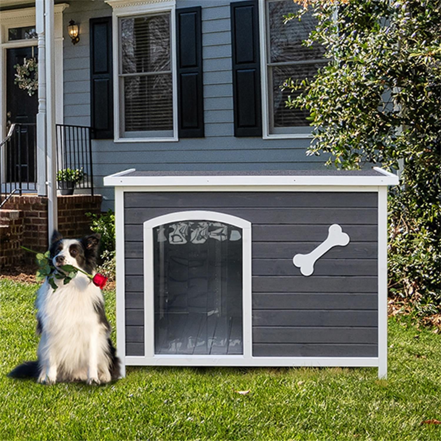 Pefilos 40" Large Wooden Dog House Weatherproof Dog Kennel Cat Houses ...
