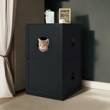 Pefilos 31" Hidden Cat Litter Box Enclosure Furniture with Divider ...