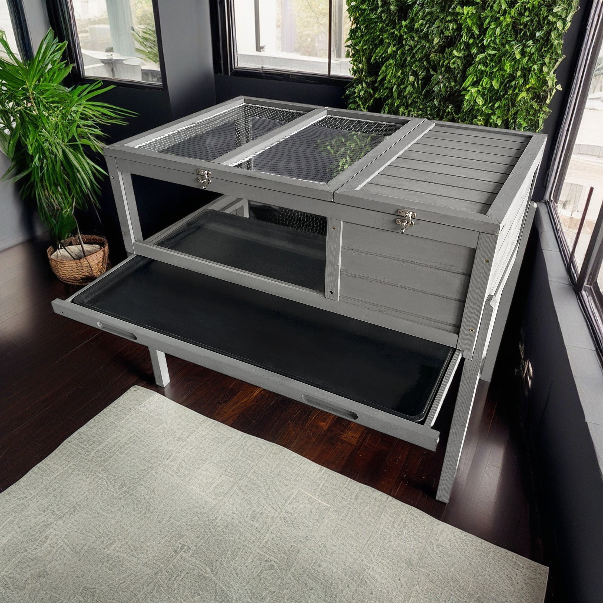 Pefilos 38" Large Tortoise Habitat Cage, Rabbit Hutches for Outdoor ...