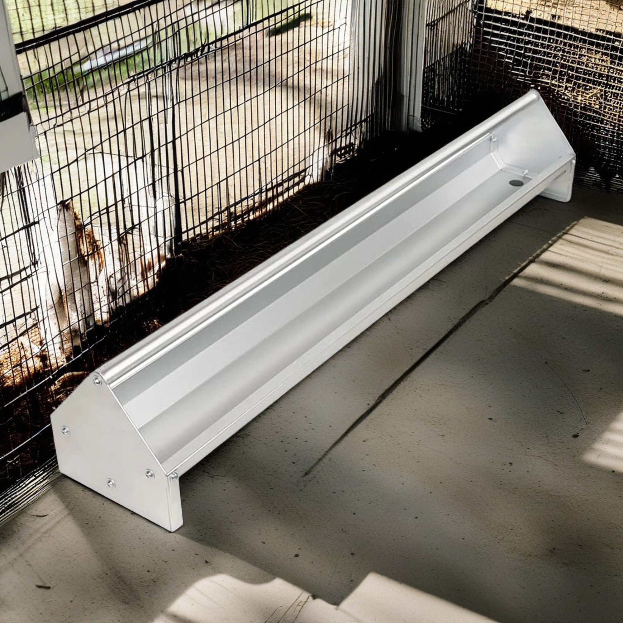 Pefilos 45" Galvanized Steel Chickens Feeding Trough with Crossbar ...
