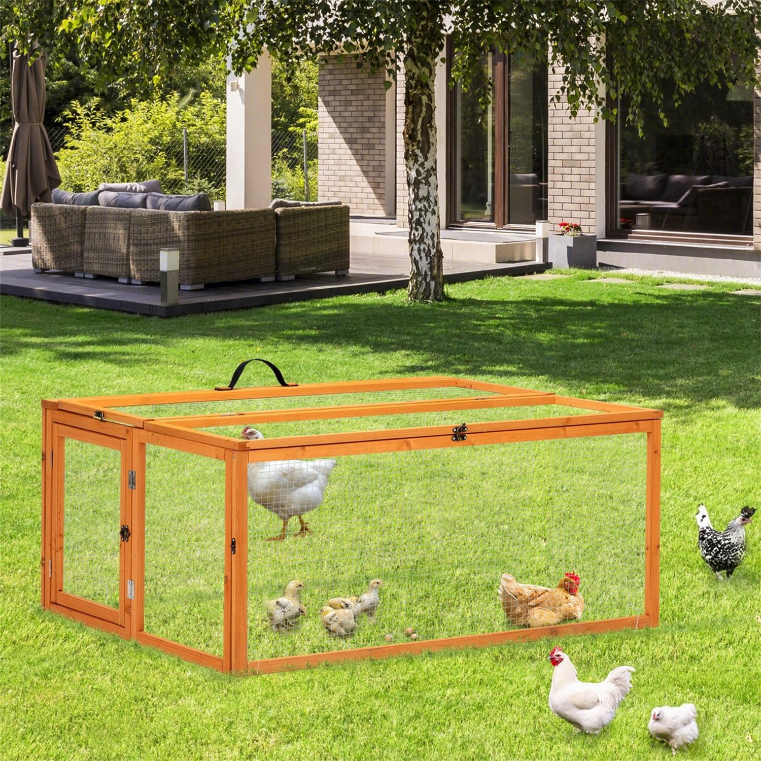 Pefilos 45 Inch Wood Folding Rabbit Hutch, Collapsible Guinea Chick Run ...