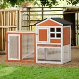 Pefilos Large Deluxe Wooden Chicken Coop & Rabbit Hutch, Indoor/Outdoor Bunny Cage with Run, No ...