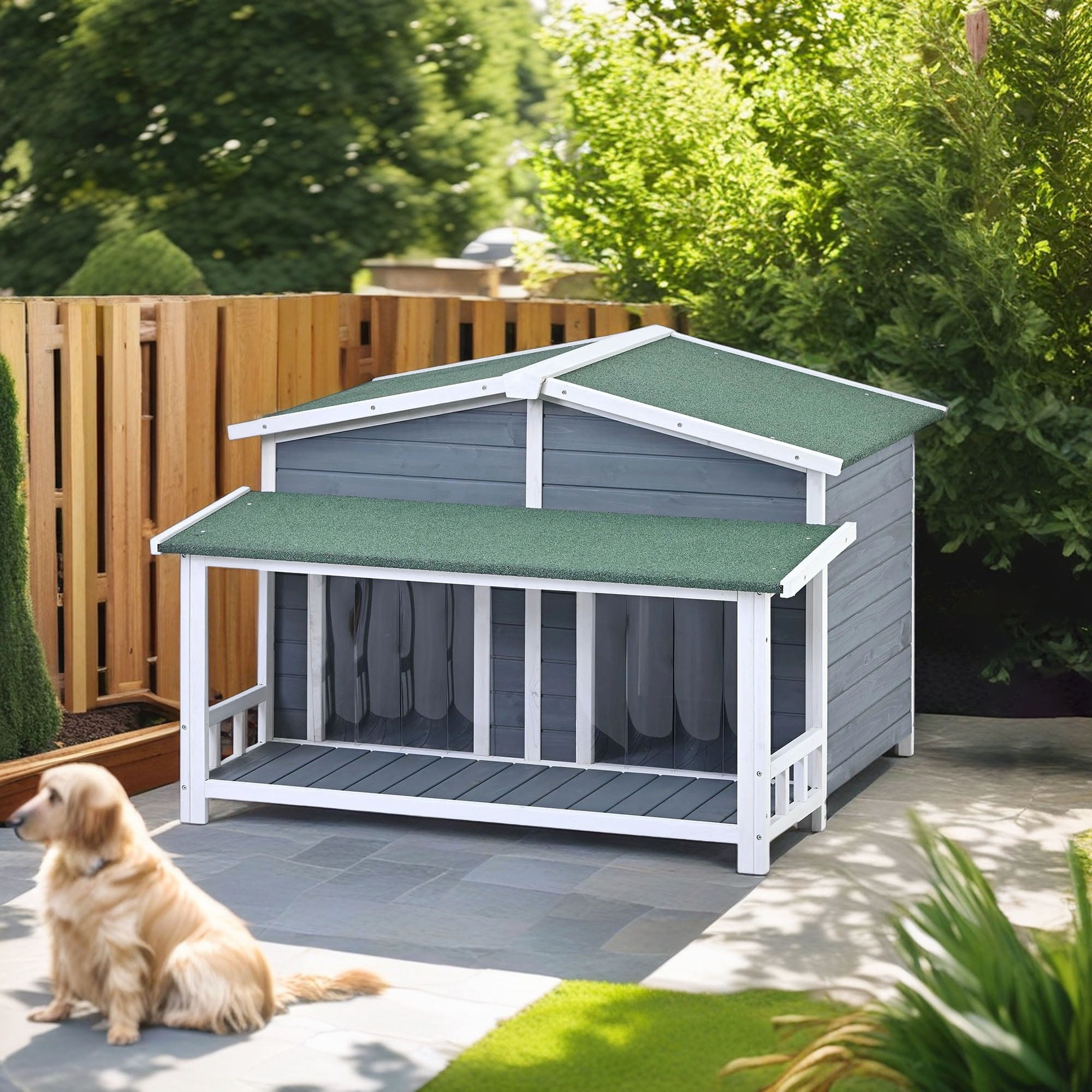 "Pefilos 47"" Heavy Duty Wooden Kennel, Outdoor & Indoor Large Dog ...