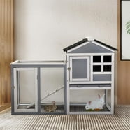 TRIXIE natura Double Weatherproof Outdoor 2-Story Wooden Small Animal ...