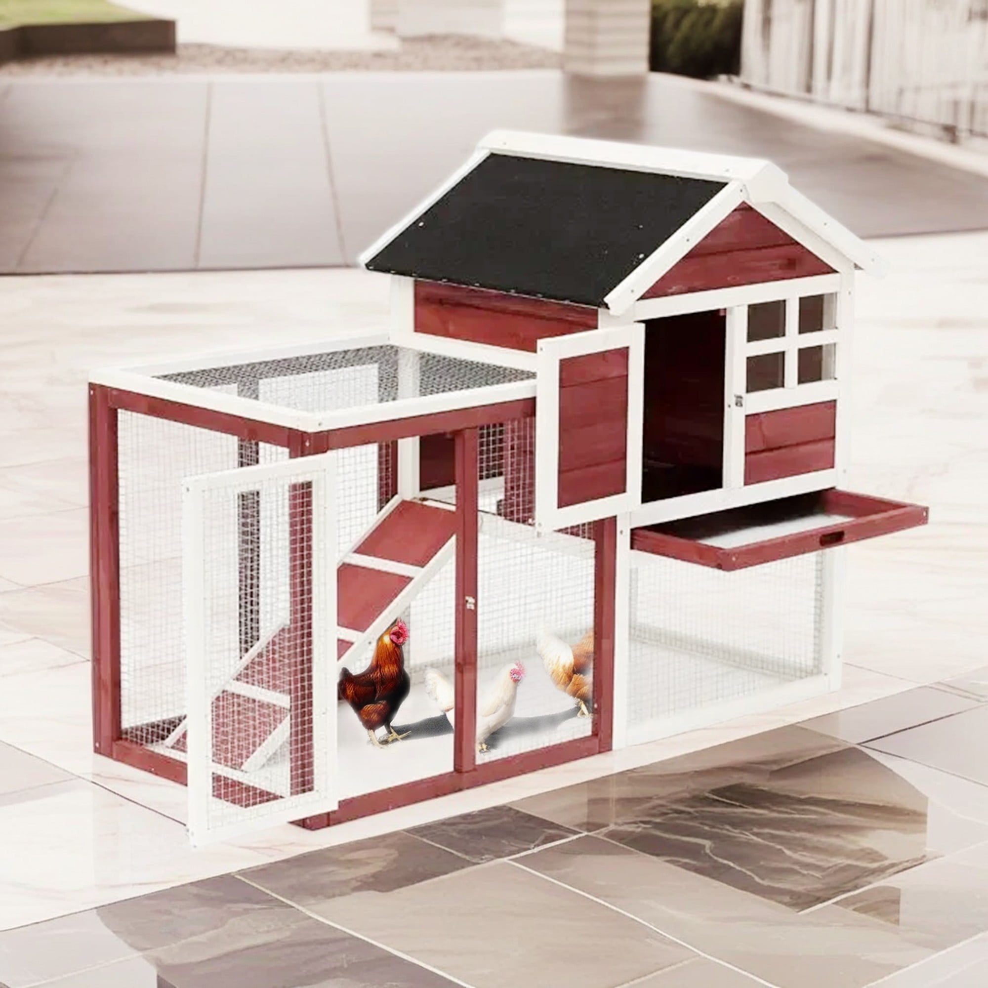 Pefilos 48" Outdoors Wood Chicken Coops, Hen Nest for Indoor Bunny Hutch Rabbit Cage Guinea Pig ...