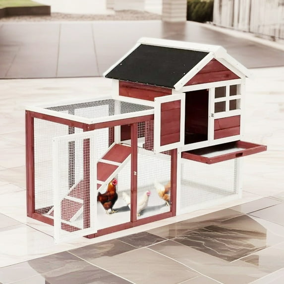 Pefilos 48" Outdoors Wood Chicken Coops, Hen Nest for Indoor Bunny Hutch Rabbit Cage Guinea Pig ...