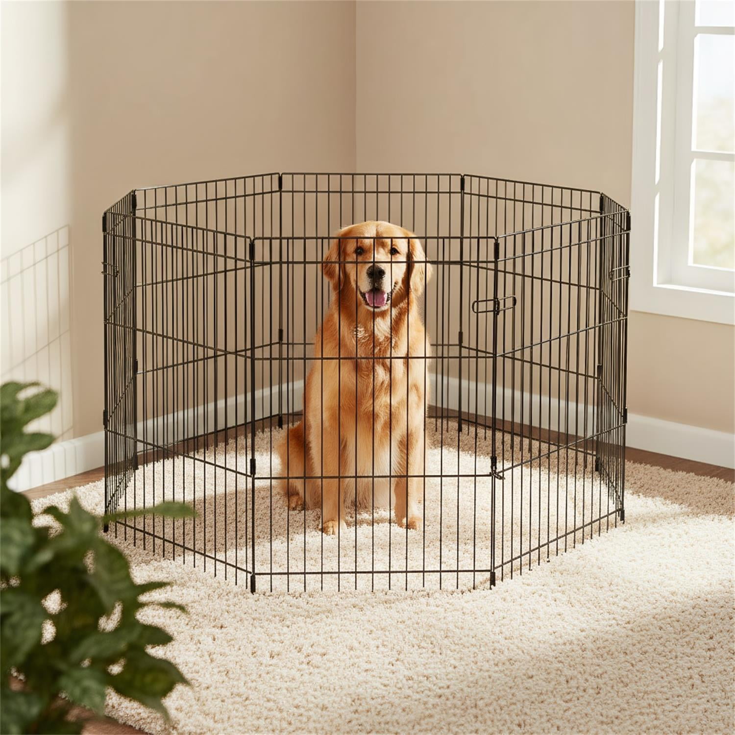 Pefilos 48" Tall Folding Metal Puppy/Dog Exercise Pen, Indoor/Outdoor 8 ...