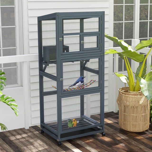 Pefilos 68" Outdoor Bird Aviaries Large Bird Cage with Universal Wheels ...