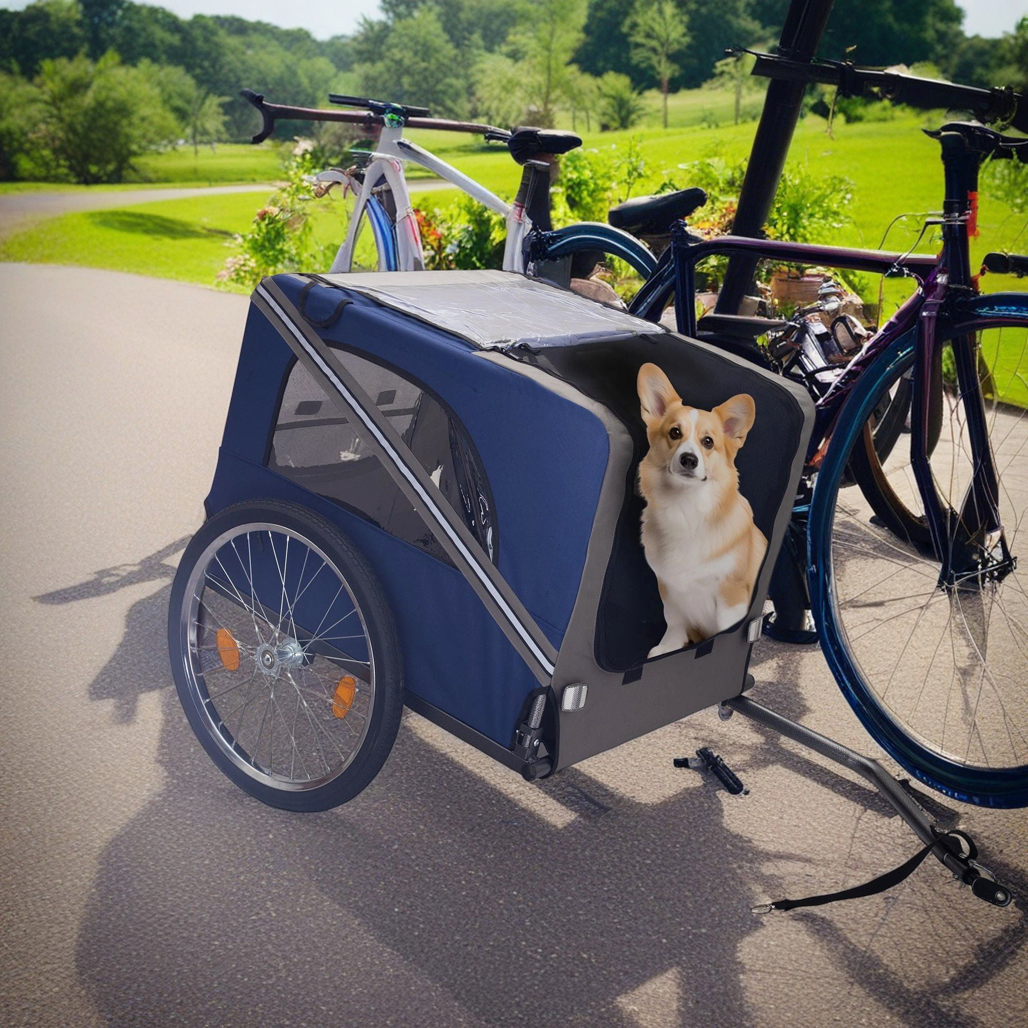 Pefilos 53" Dog Bike Trailer for Small and Medium, Pet Trailer with ...