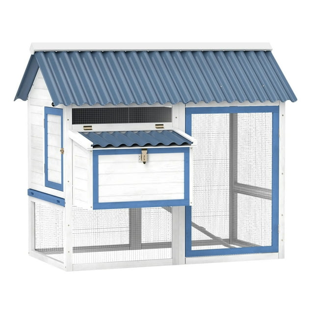 Pefilos Outdoor Poultry Coop 55" with Waterproof PVC Roof, Nesting Box ...