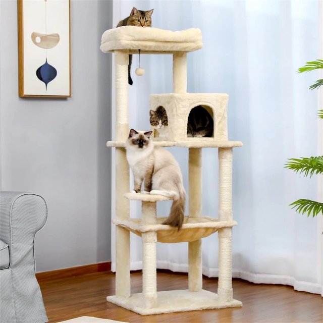 Pefilos 56 Inches Cat Tree For Indoor Cats Multi Level Cat Tower With