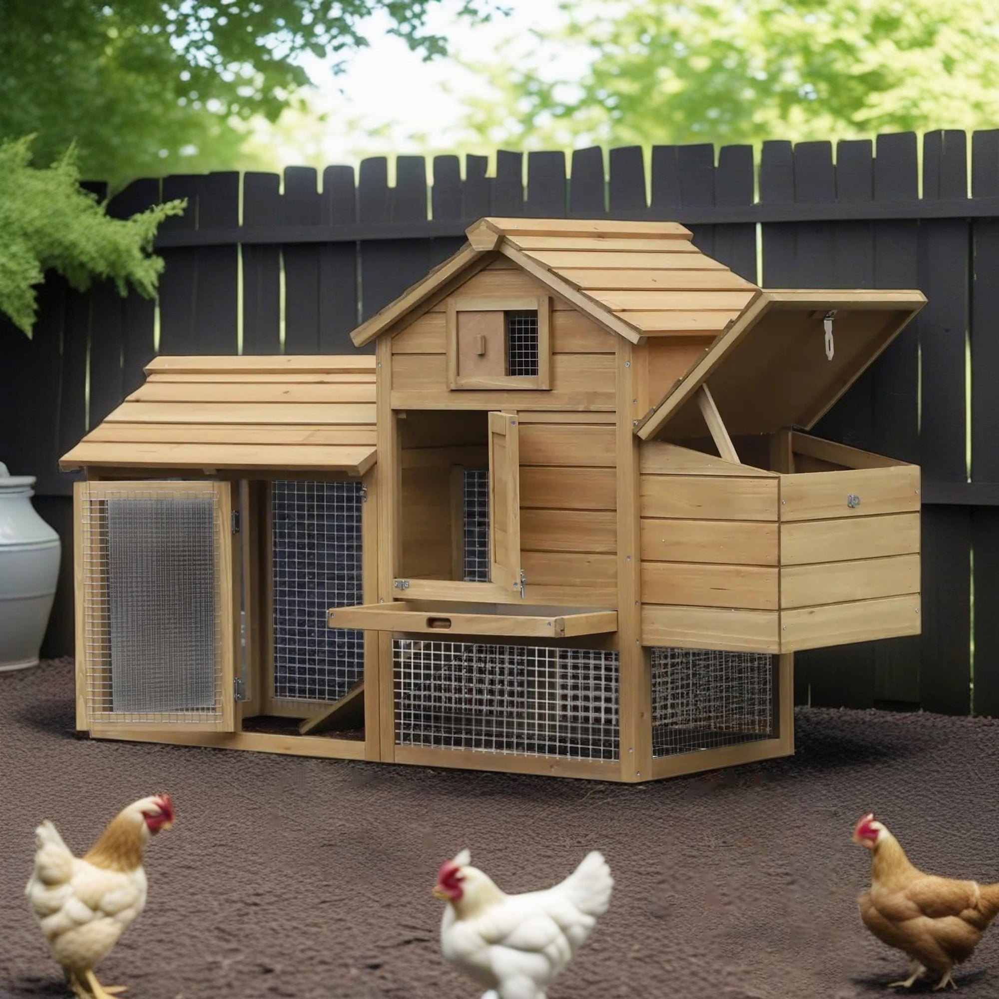 Pefilos 59" Large Chicken Coop Rabbit Hutch, Outdoor Wooden Pet Bunny ...