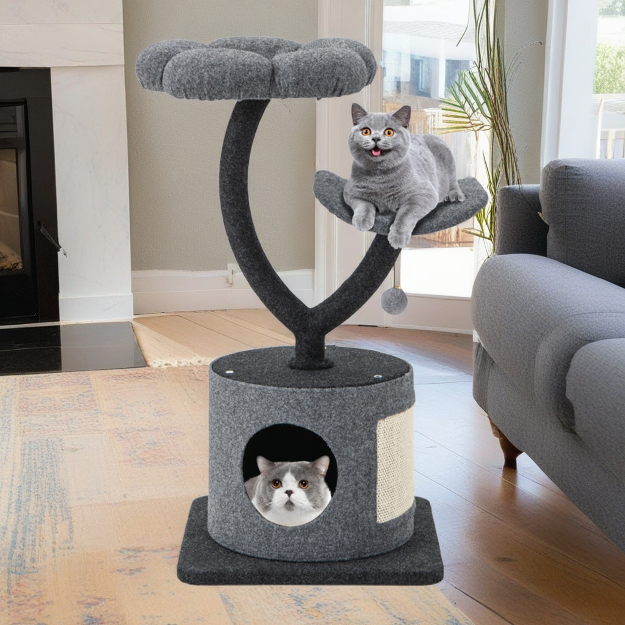 Pefilos 35" Cat Tree for Small Indoor Cats, Plush Cat Tower with Large ...