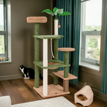 PAWZ Road 59" Cat Tree Cactus Cat Scratching Post Tower with Large ...