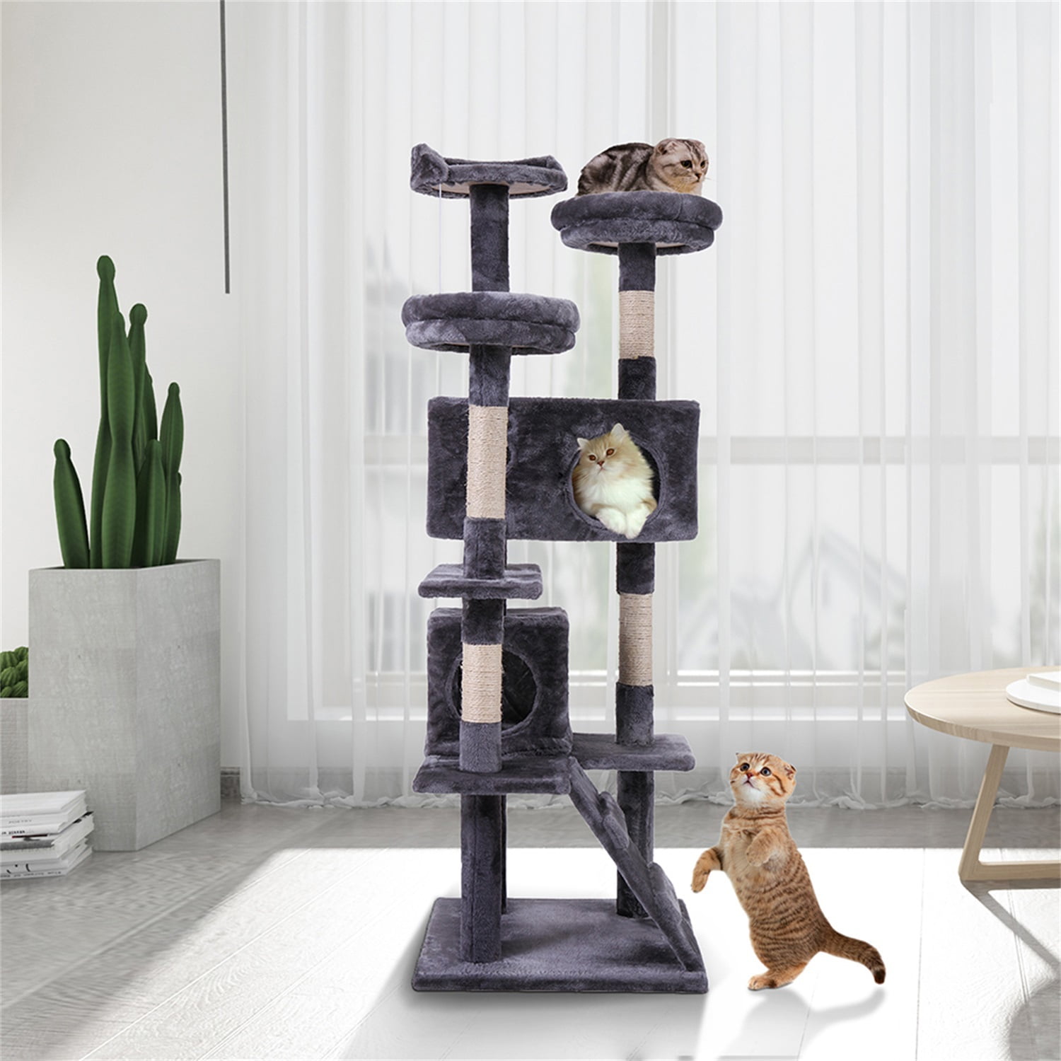Pefilos 60" Cat Tree, Cat Tower with Scratching Posts Dangling Ball and ...