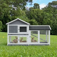 Pefilos Large Wooden Rabbit Hutch, 54" Raised Coop with Wired Bottom ...