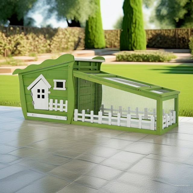 Pefilos 62" Outdoor Rabbit Hutch, Wood Chicken Coops with Pull Out Tray ...