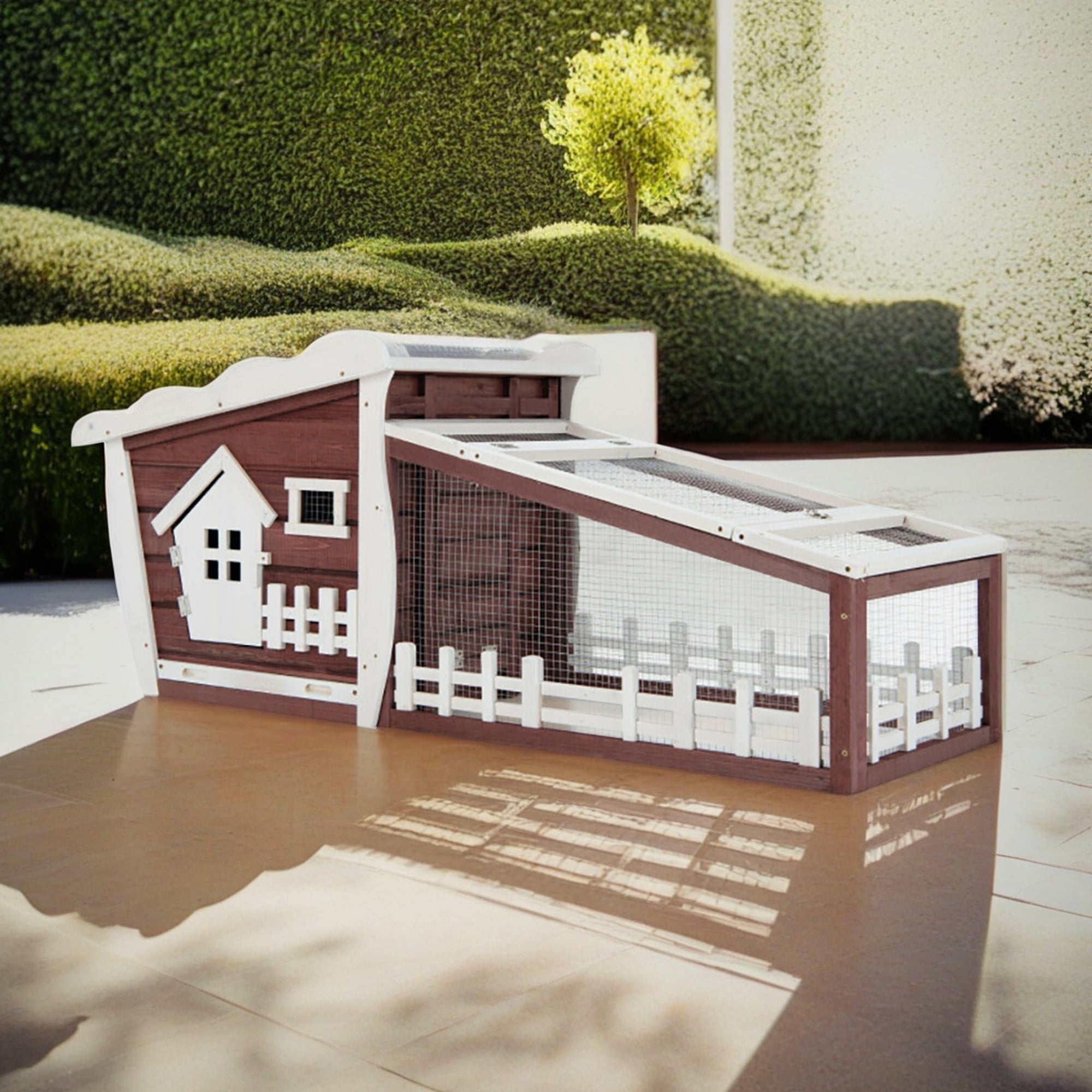 Pefilos 62" Outdoor Rabbit Hutch, Wood Chicken Coops with Pull Out Tray ...