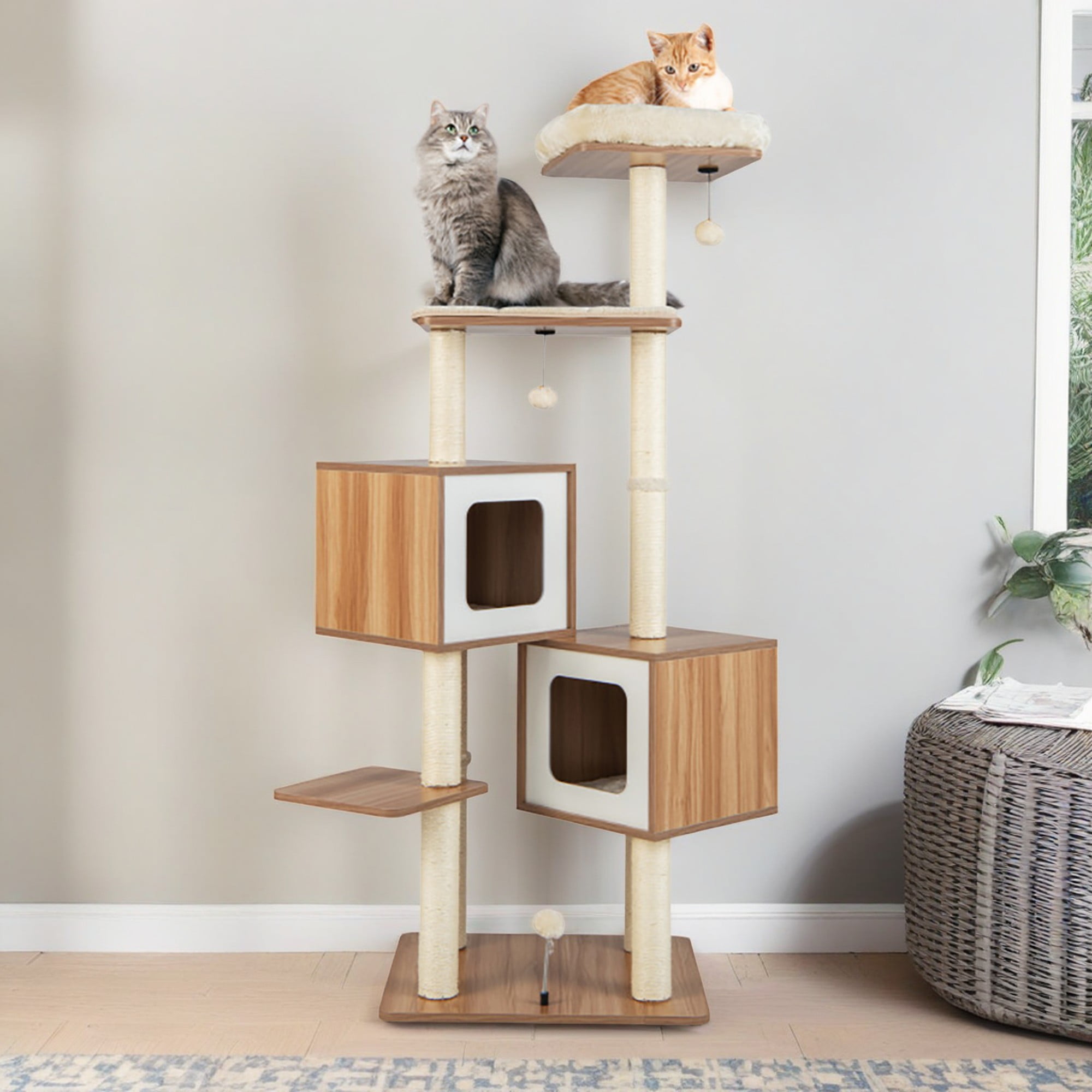 Pefilos 64" Modern Cat Tree Tower for Indoor Cats, Multi-Level Cat ...