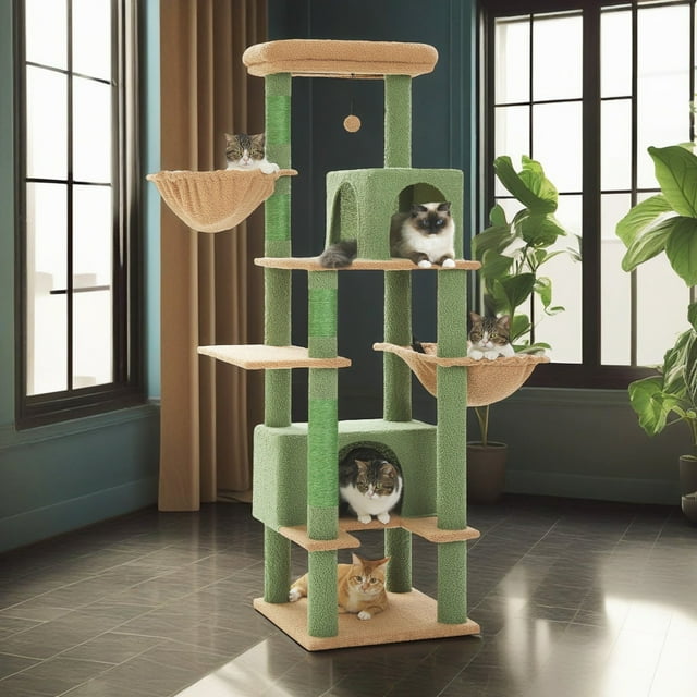 Pefilos 66" Multi-Level Cat Tree Tower for Indoor with Sisal-Covered ...