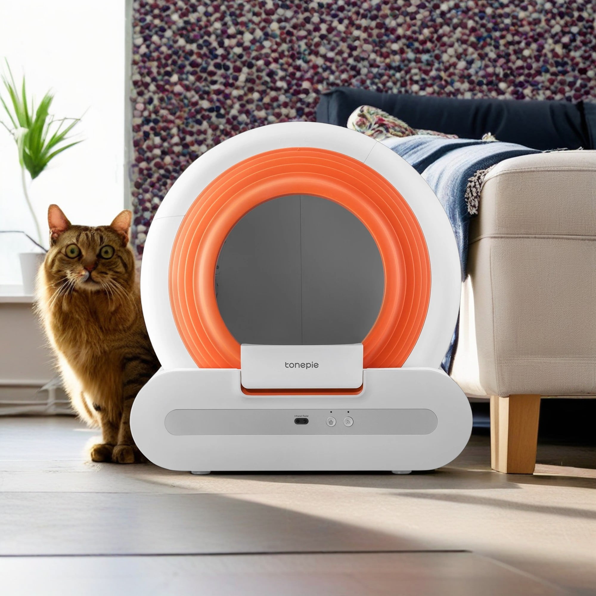 Pefilos 65L Self Cleaning Cat Litter Box with Litter Mat, Smart Cat ...