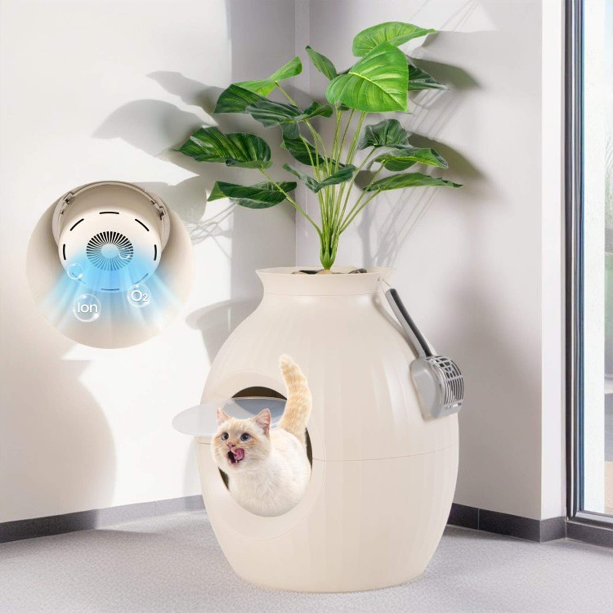 Pefilos 70L Smart Plant Cat Litter Box Furniture, Hidden Cat Litter Box ...