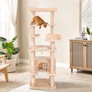 Coziwow 42-in Modern Cat Tree Tower for Large Cats, Natural Branch Cat ...