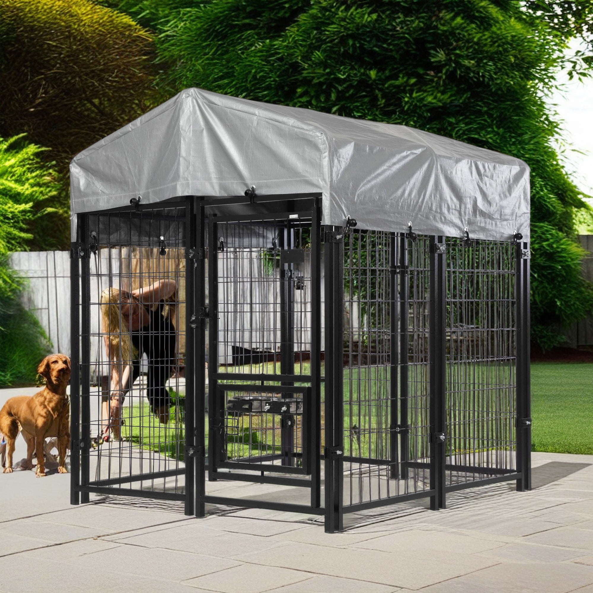 Pefilos 8-Panel Dog Pen Heavy Duty Metal Dog Cage, Pet Puppy Playpen ...