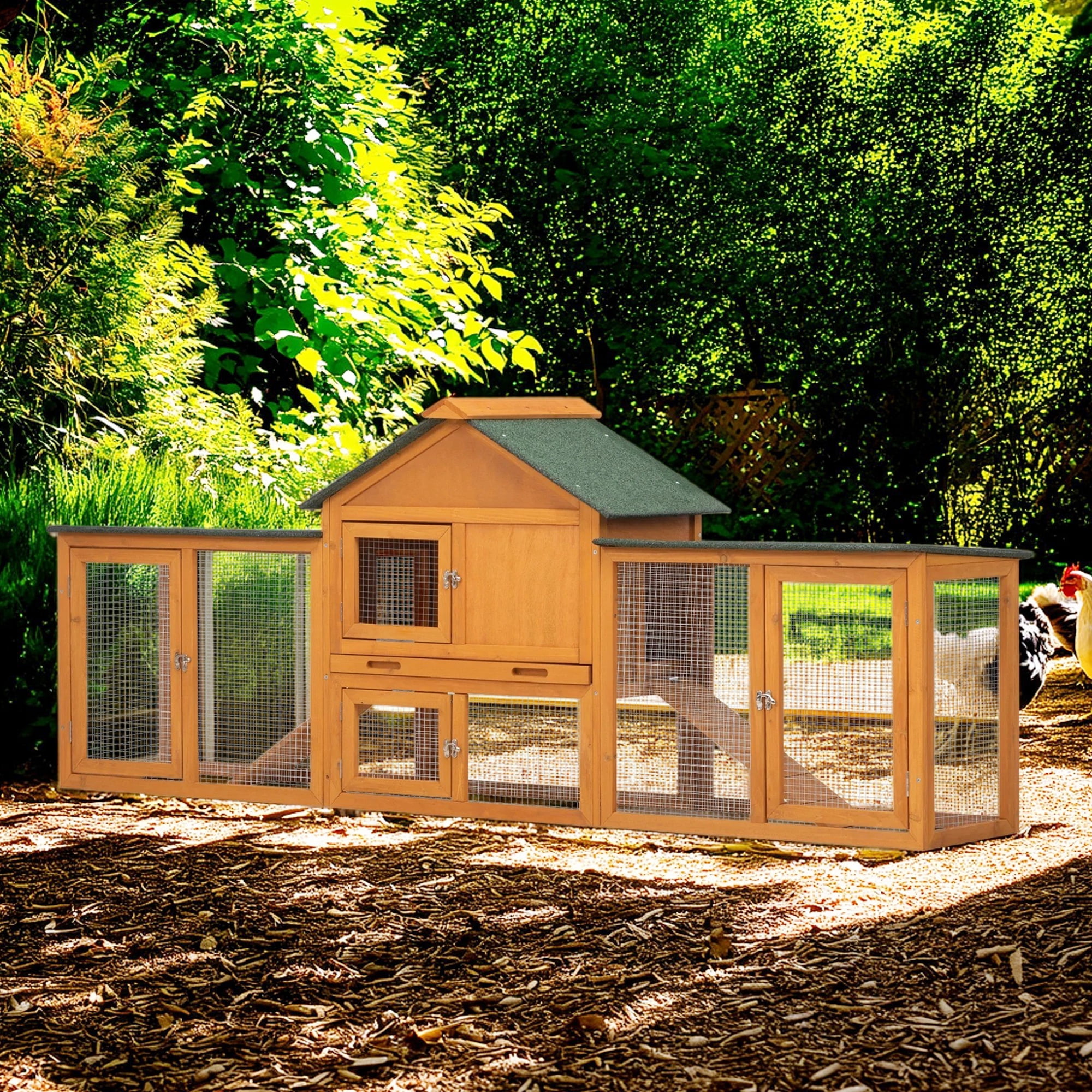 "Pefilos 83"" Large Indoor & Outdoor Rabbit Hutch with Raised Coop ...