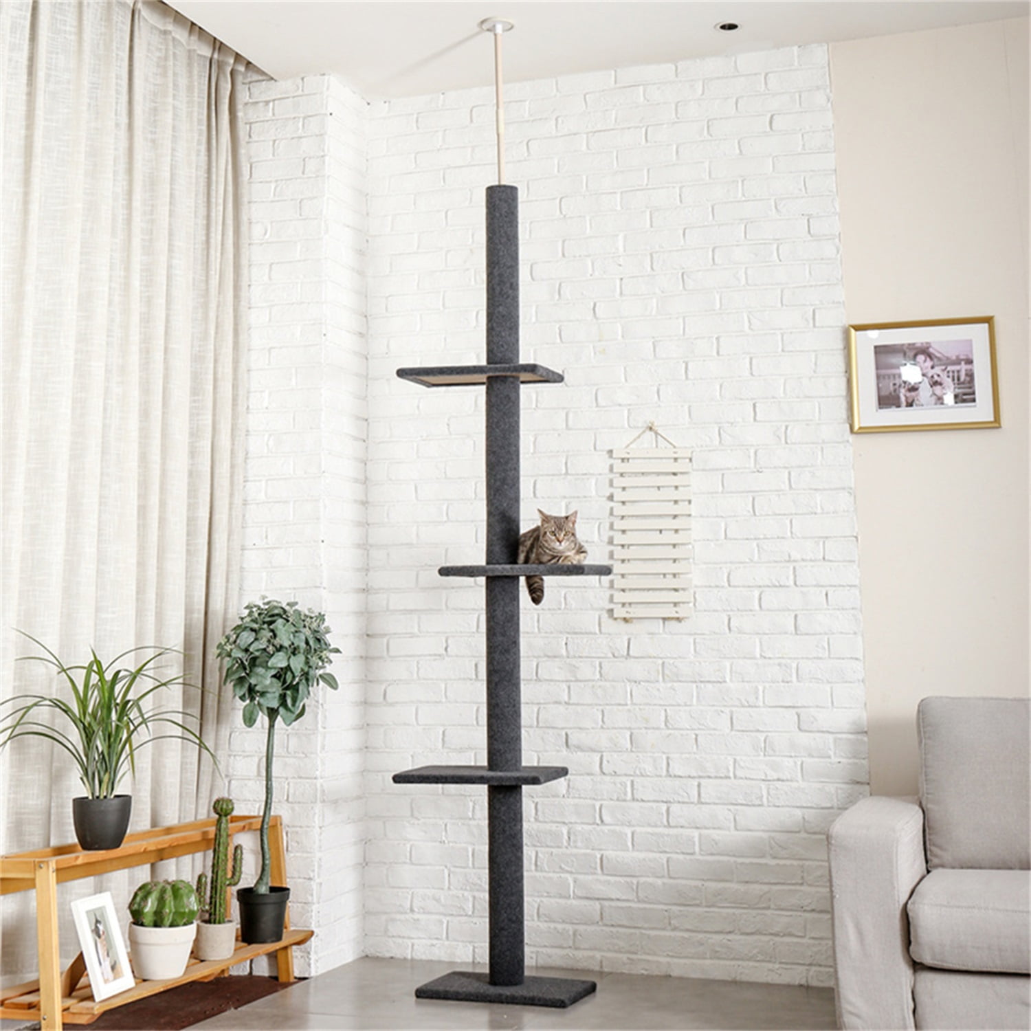 Pefilos 9 Feet (Adjustable 90"-108" Tall) Cat Tree Cat Climbing Tree ...