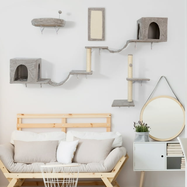 Pefilos Cat Wall Shelves & Perches Set, Indoor Cat Tree House, Modern ...