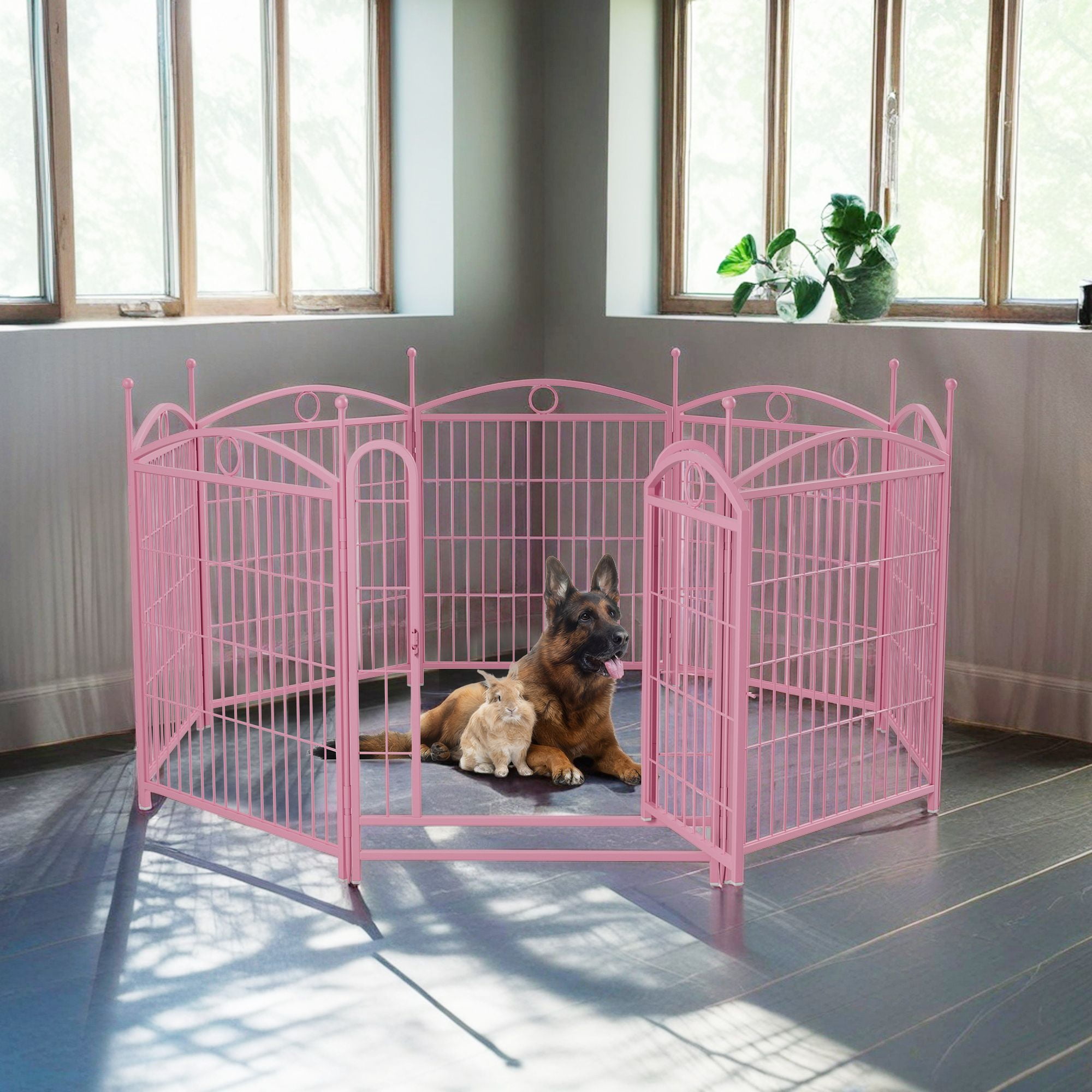 Pefilos Outdoor Dog Playpen with Doors, 32" 8 Panels Indoor Dog Fence ...