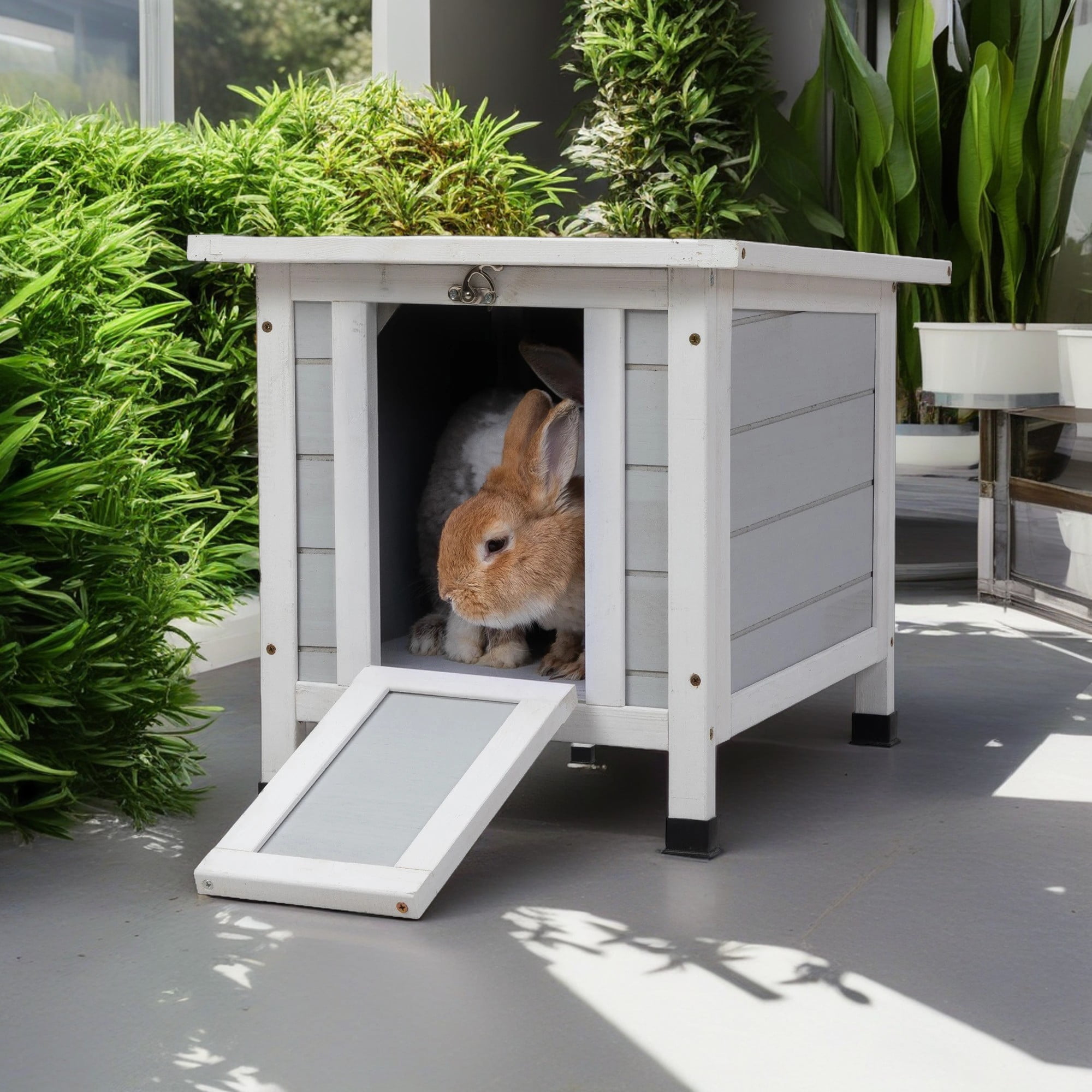 Pefilos Rabbit Hutch, Wooden Rabbit Cage, Pet House Bunny Shelter with ...