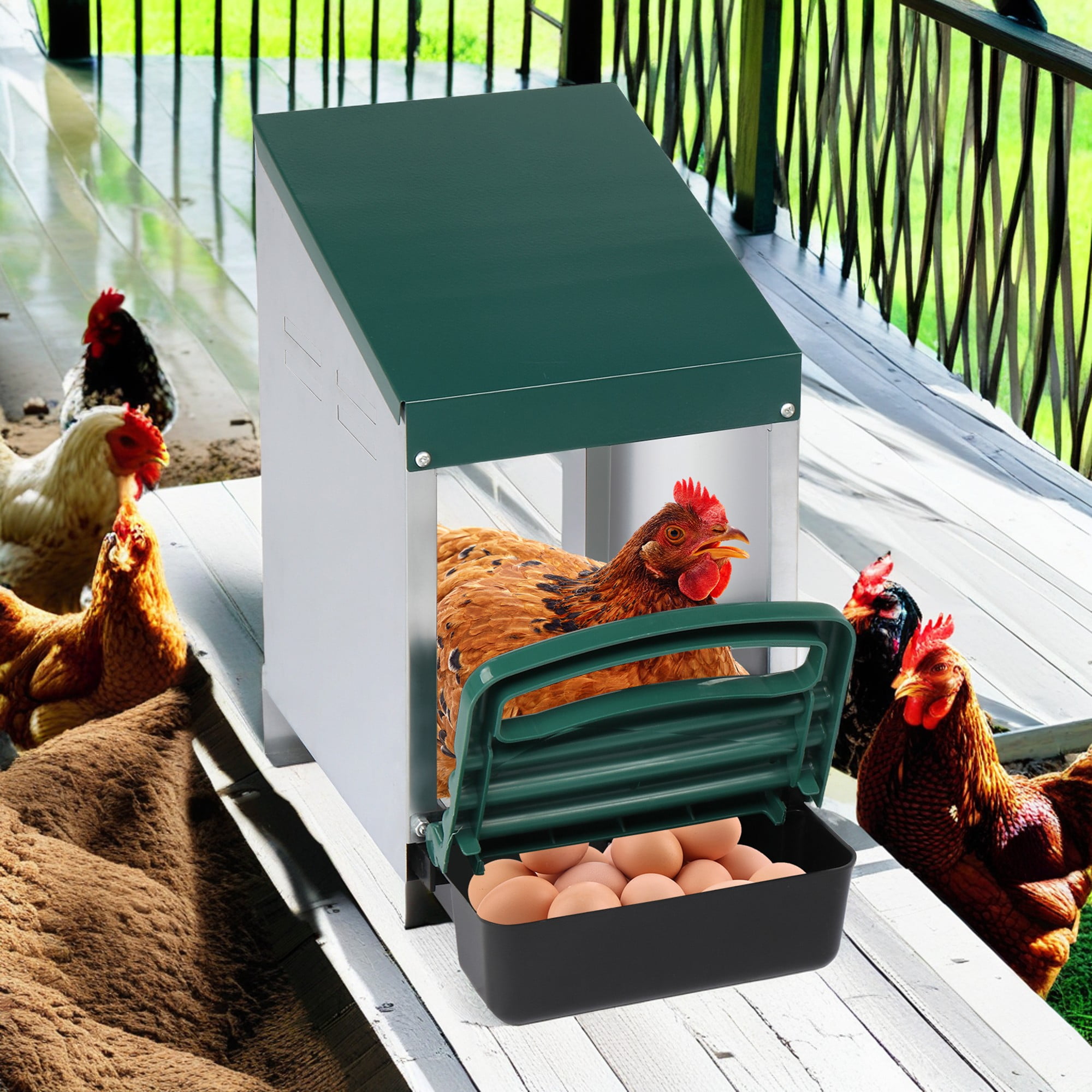 Pefilos Single Compartment Roll Out Chicken Nesting Box with Plastic ...