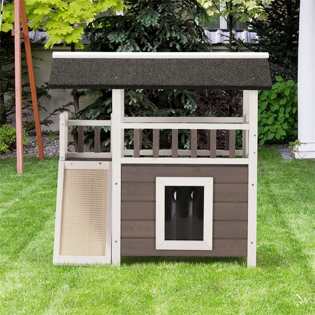 Pefilos Large Wooden Weatherproof Dog/Cat House for Indoor/Outdoor Use ...