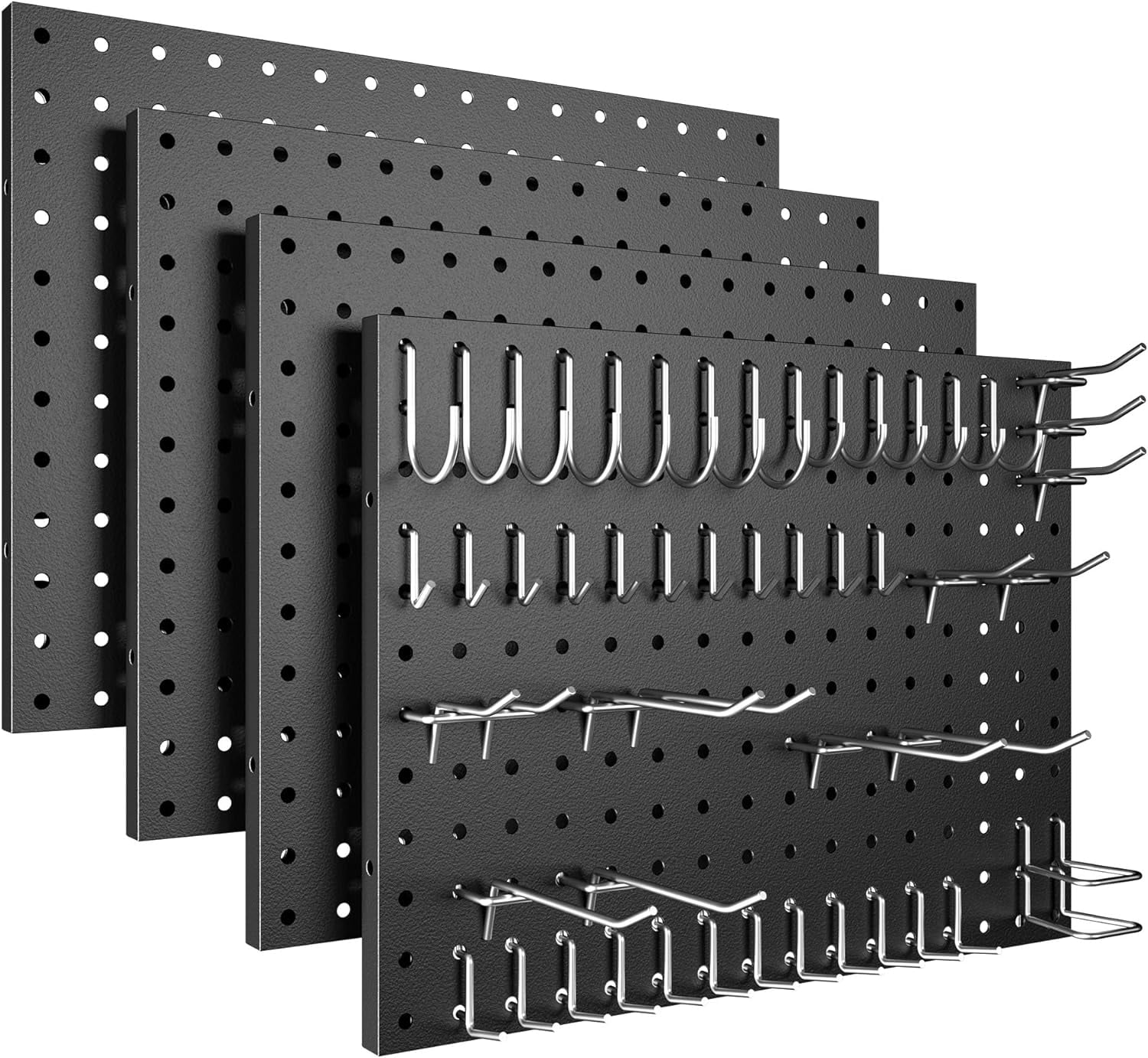 Peg Board, 4 Pack Metal Pegboard Panels Black Pegboards Wall Organizer ...