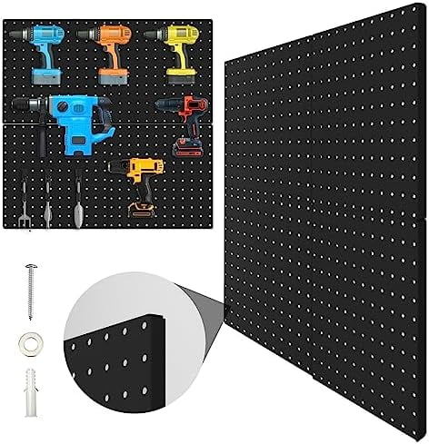 Peg Board, 4 Pack Metal Pegboard Panels Black Pegboards Wall Organizer ...