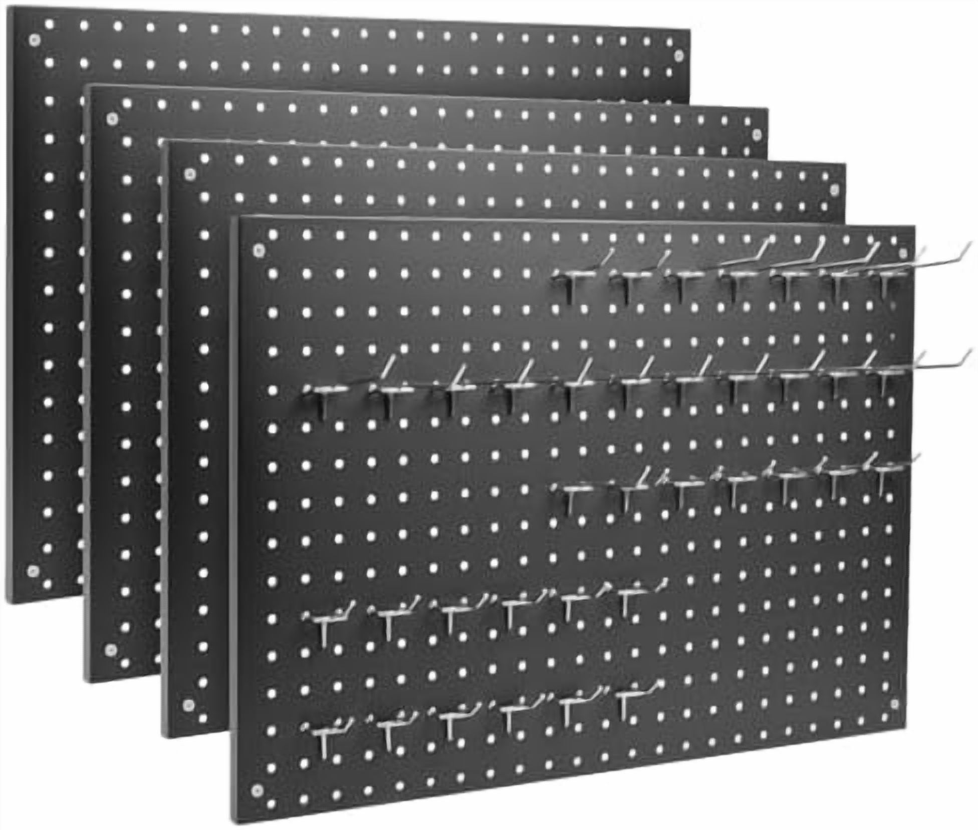 Peg Board, 4 Pack Metal Pegboard Panels Black Pegboards Wall Organizer ...