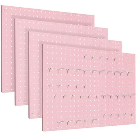 Peg Board, 4 Pack Metal Pegboard Panels Pink Pegboards Wall Organizer ...