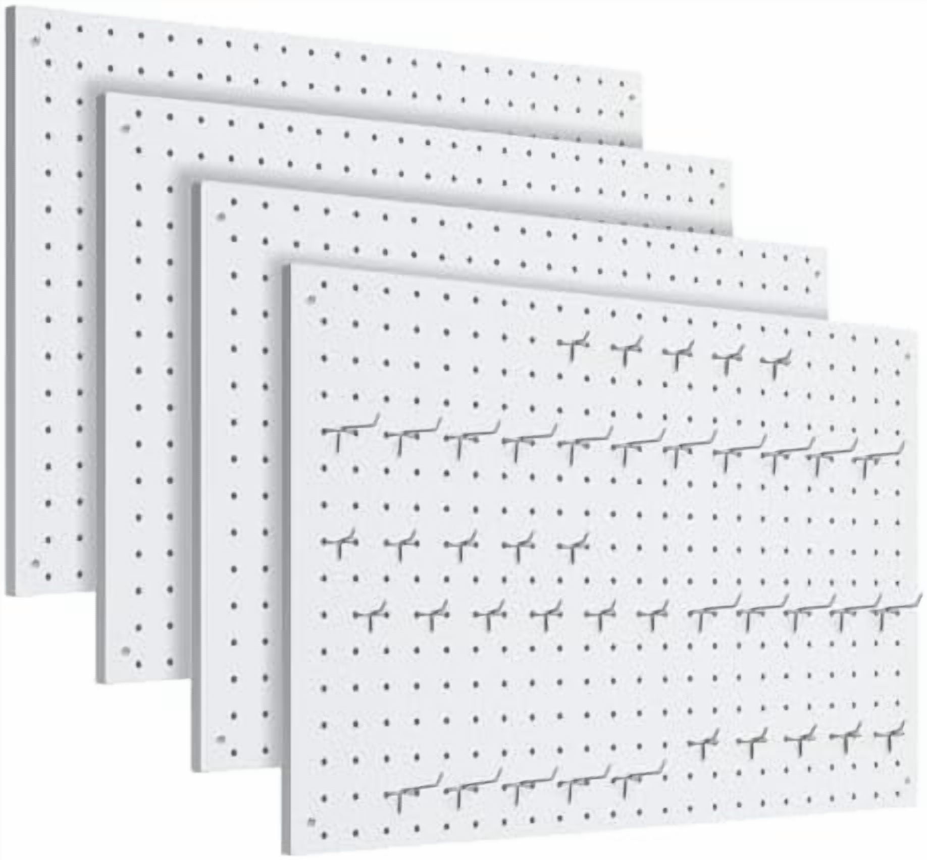 Peg Board, 4 Pack Metal Pegboard Panels White Pegboards Wall Organizer ...