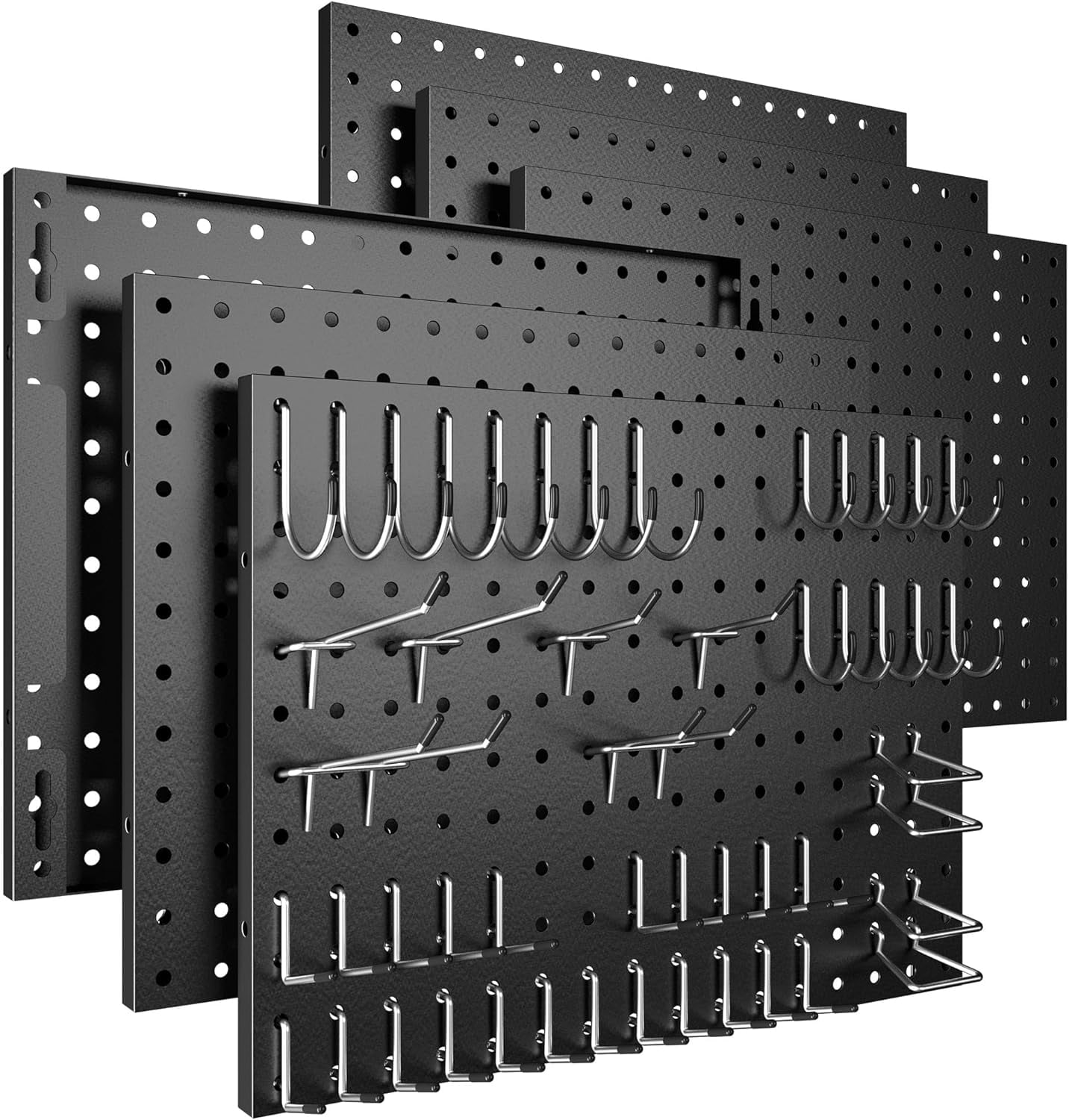 Peg Board, 6 Pack Metal Pegboard Panels Black Pegboards Wall Organizer ...