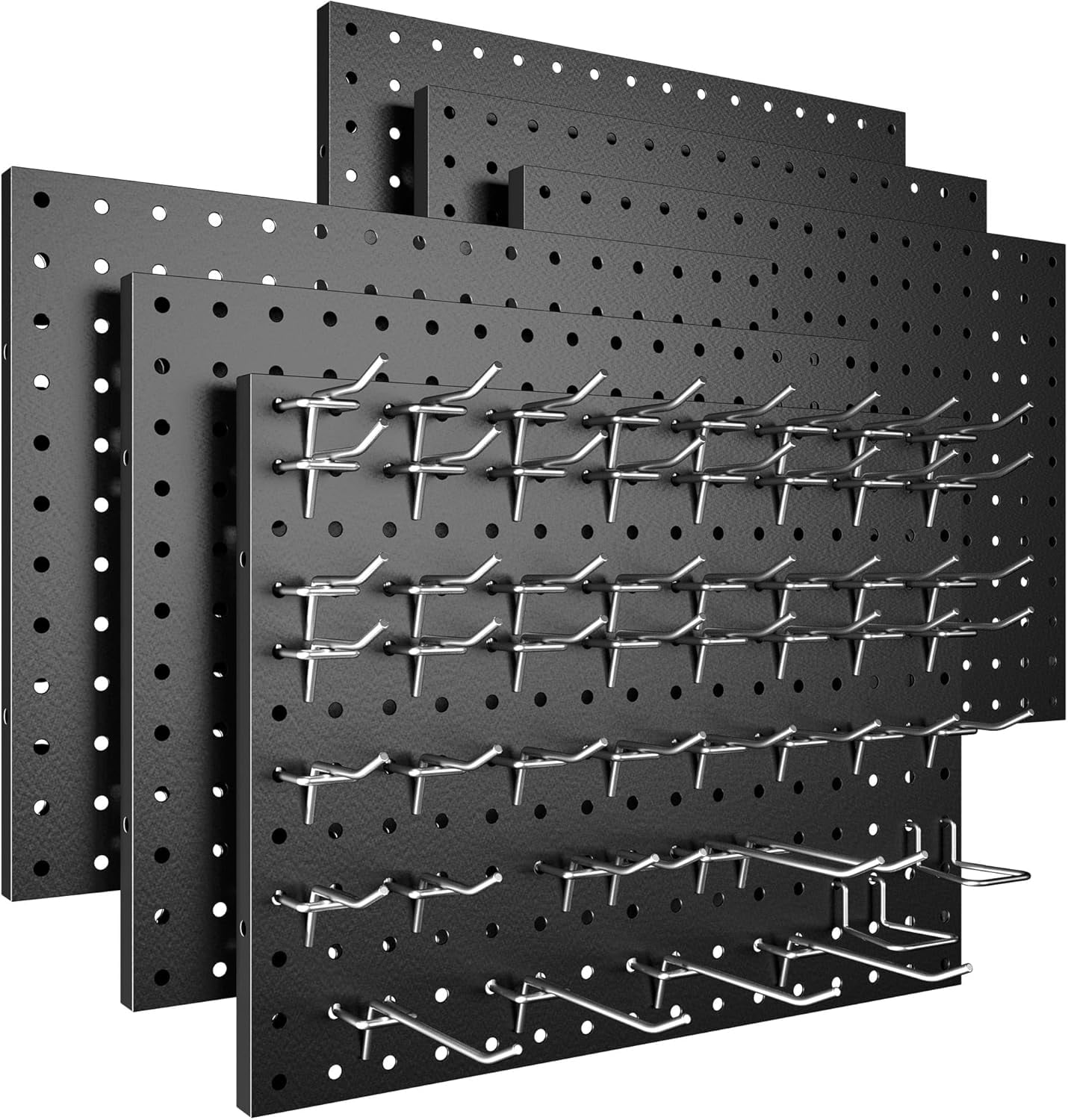 Peg Board, 6 Pack Metal Pegboard Panels Black Pegboards Wall Organizer with Bent Frame Heavy ...