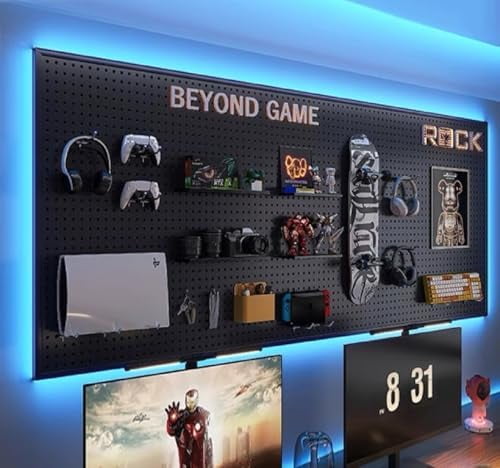 Peg Board with RGB+IC LED Strip Lights,2PCS Metal Pegboard Panels,Heavy ...