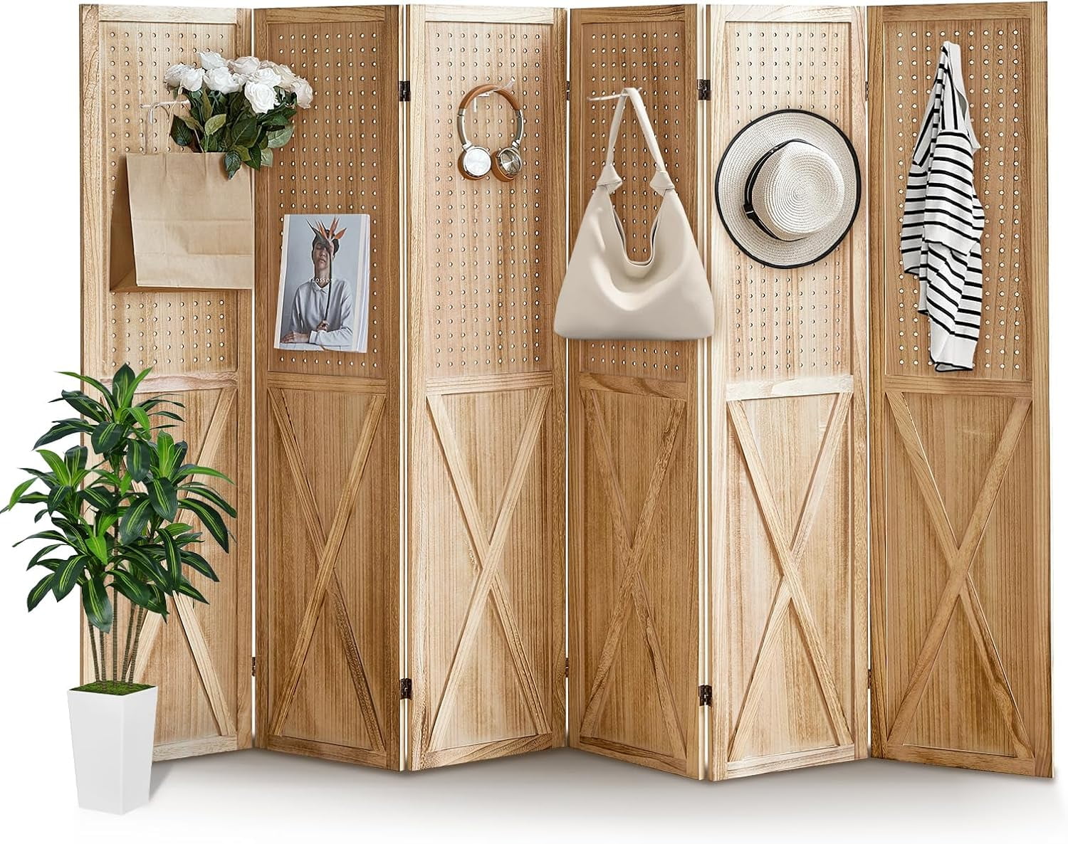 Peg Board Room Divider 6 Panel, Pegboard Display Room Divider and ...