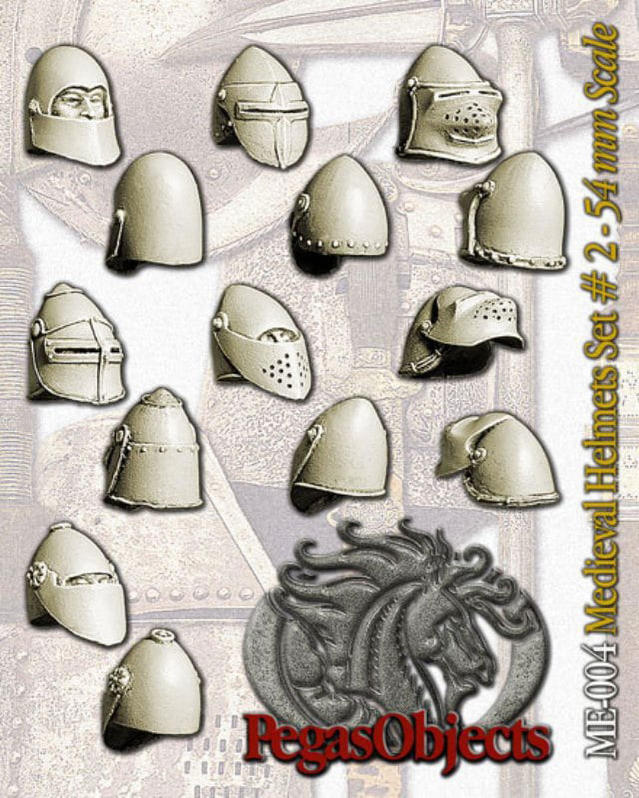 Pegaso Models 54mm 1:32 Medieval Helmets Set 2 White Metal Accessory # ...