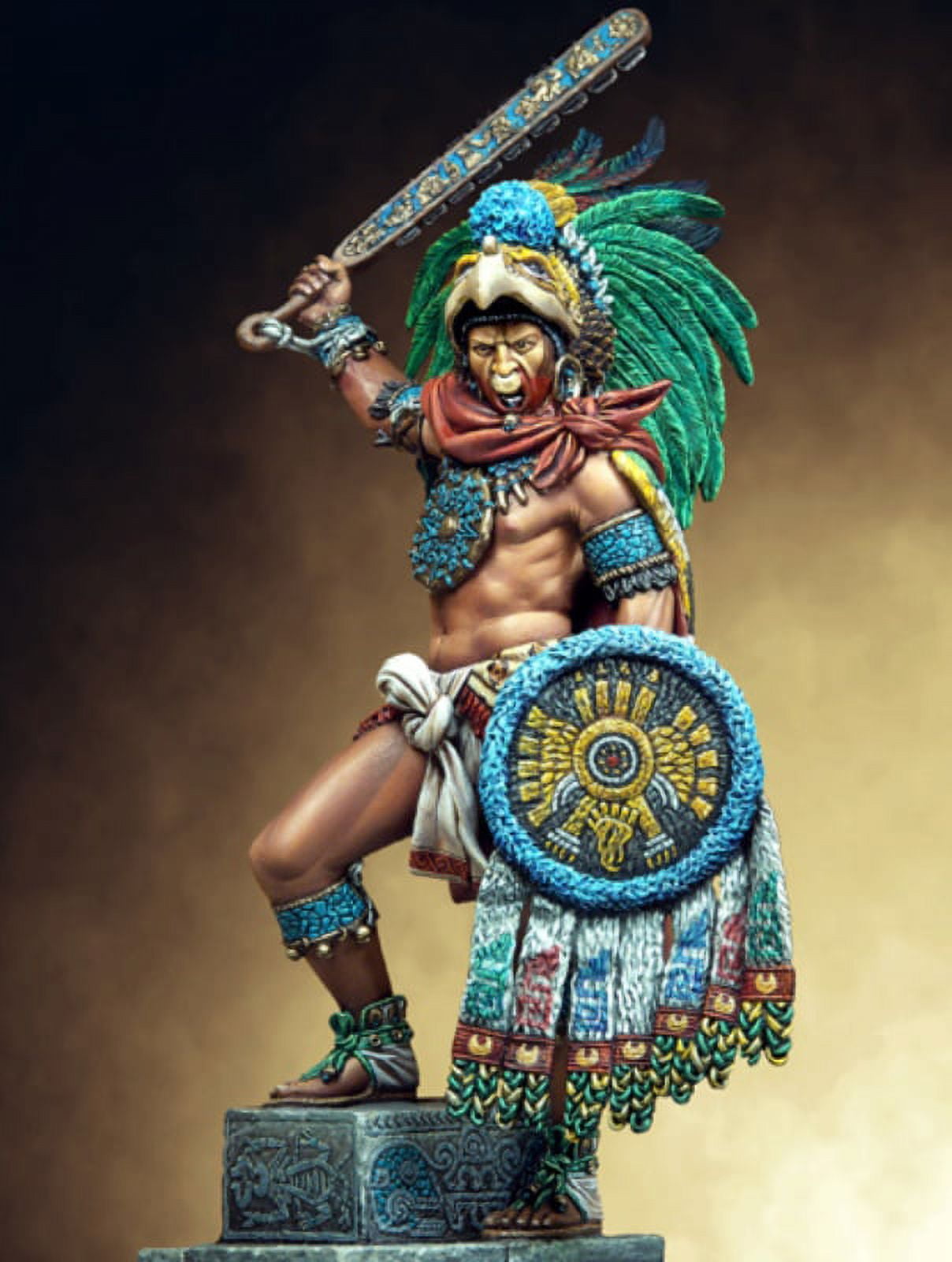 Pegaso Models 75mm Montezuma Mayan Warrior White Metal Figure Kit #75 ...